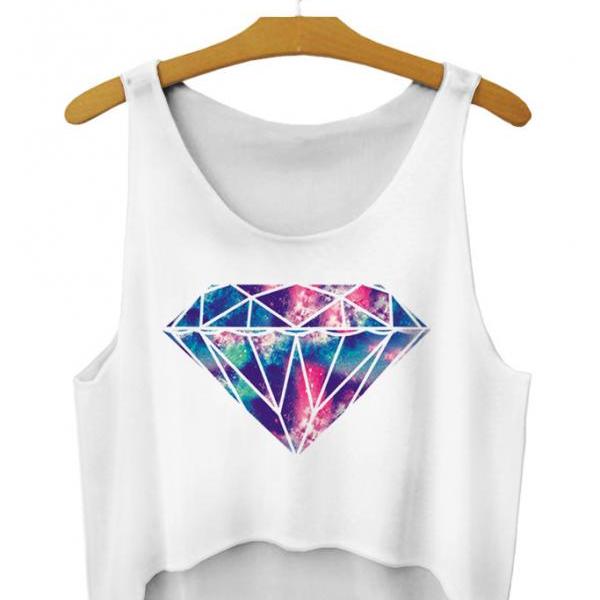 Cute Diamond Print Tank Top on Luulla